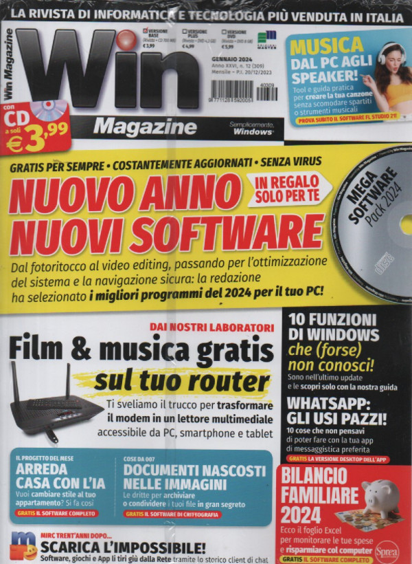 Win Magazine - + cd 700 mb - n. 309 - mensile - gennaio 2024 | Italiano ...