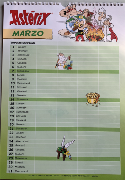 Calendario 2021 Asterix - cm. 29 x 41 con spirale EDICOLA SHOP